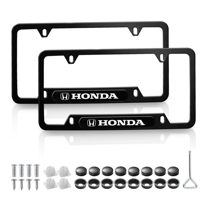 Honda Black License Plate Frame 2-Pack Universal Stainless Steel ...