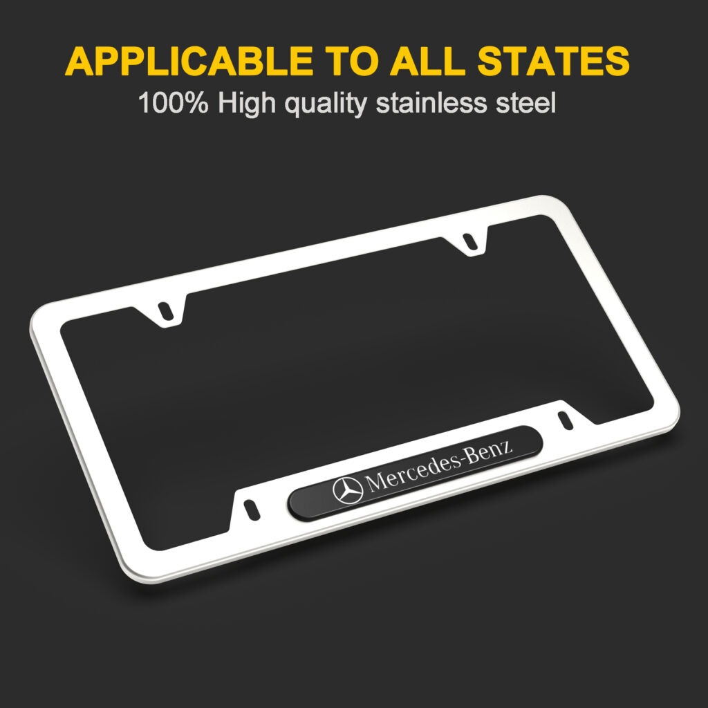 2-Pack Silver Universal Stainless Steel License Plate Frame for Front ...